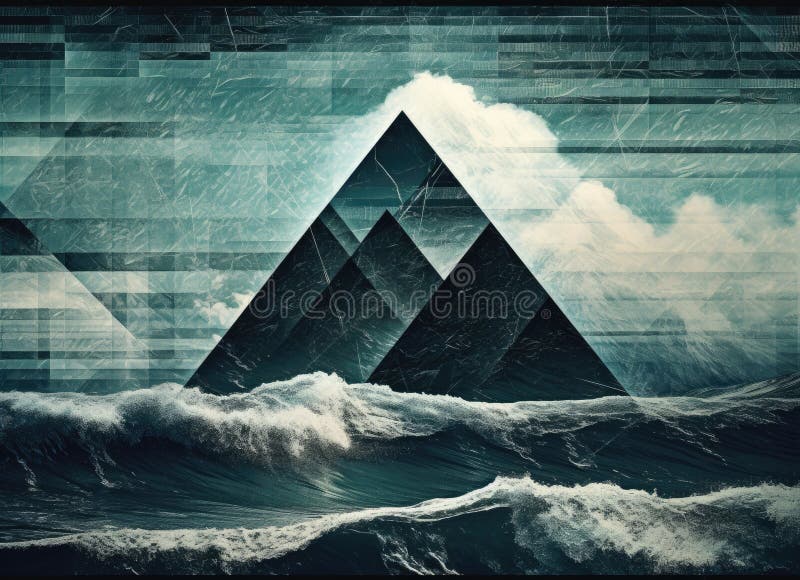 Abstract Ocean Background with Geometry Shapes and Water Waves ...