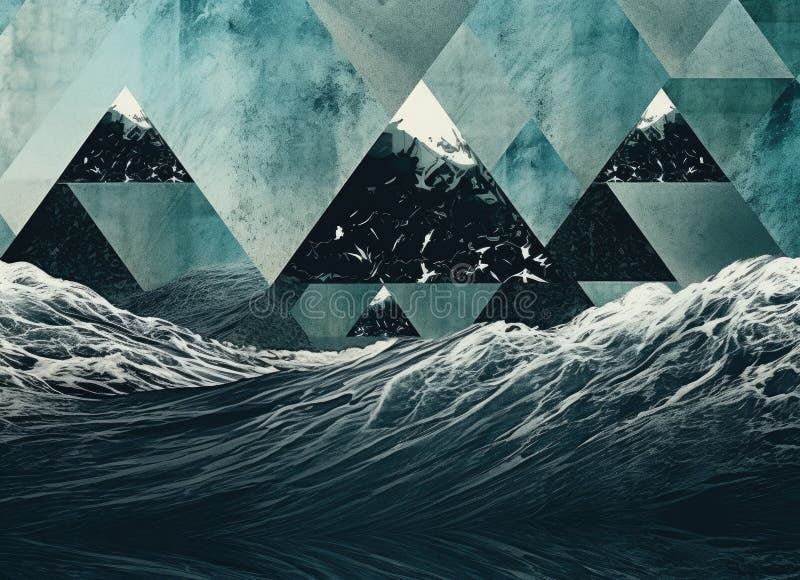Abstract Ocean Background with Geometry Shapes and Water Waves ...