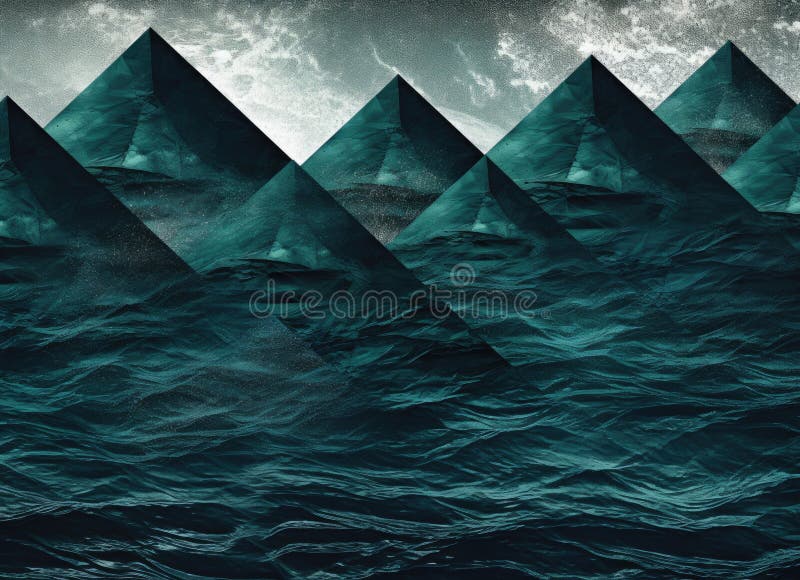 Abstract Ocean Background with Geometry Shapes and Water Waves ...