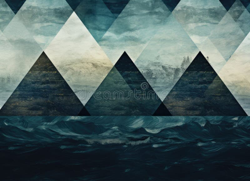 Abstract Ocean Background with Geometry Shapes and Water Waves ...