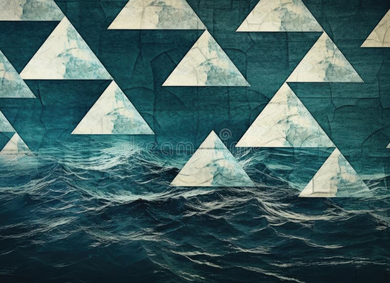 Abstract Ocean Background with Geometry Shapes and Water Waves ...