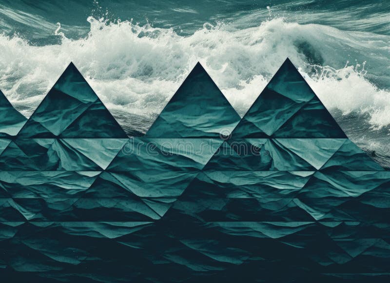 Abstract Ocean Background with Geometry Shapes and Water Waves ...