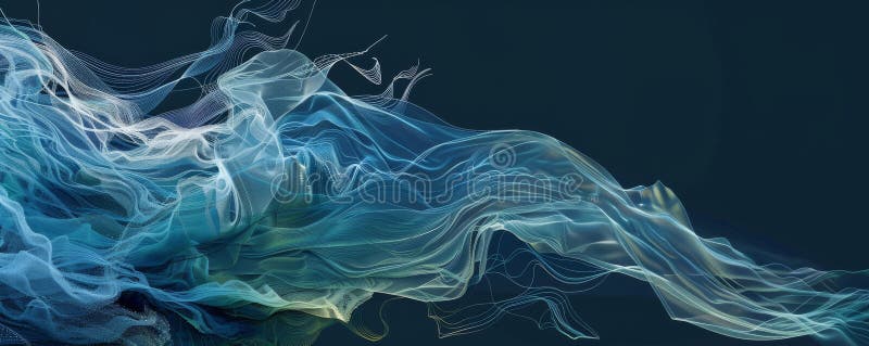 Abstract Ocean Currents Visualization in Blue and Green Hues, Artistic ...
