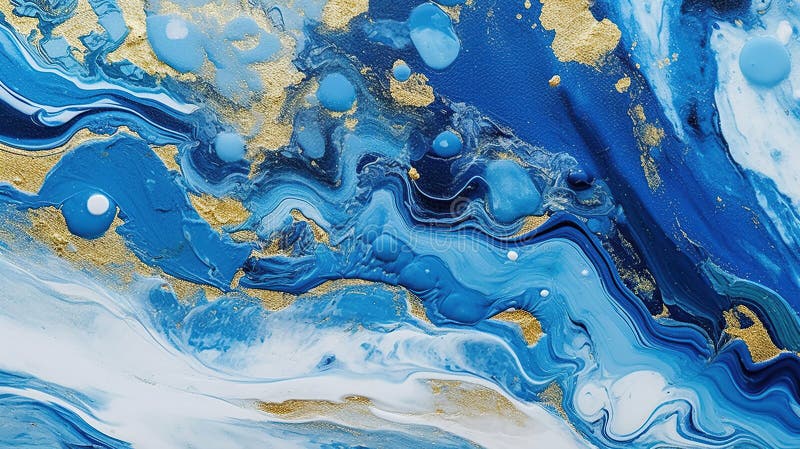 Abstract Ocean Marble Blue Paint AI Generated Image Stock Illustration ...