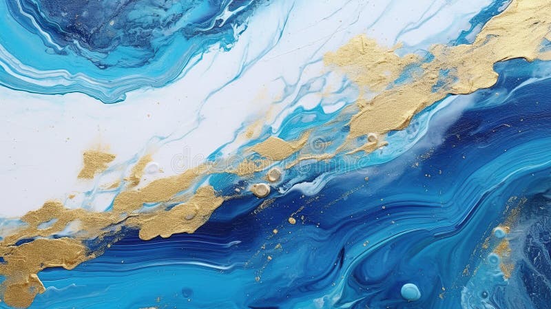 Abstract Ocean Marble Blue Paint AI Generated Image Stock Illustration ...