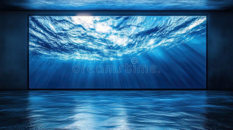 Abstract Ocean Scene on Digital Display with Water Reflection Stock ...