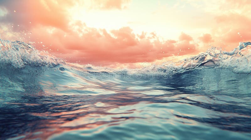 Abstract Ocean Scene on Digital Display with Water Reflection Stock ...