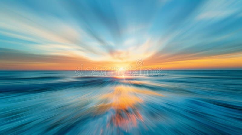 Abstract Ocean Sunset with Motion Blur Effect Stock Photo - Image of ...