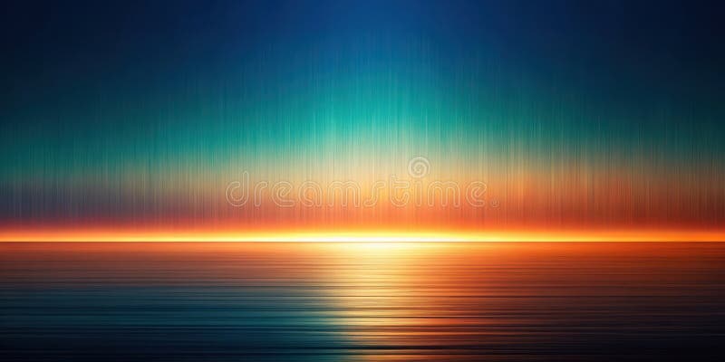 Abstract Ocean Sunset with Vibrant Hues and Linear Design. Generative ...