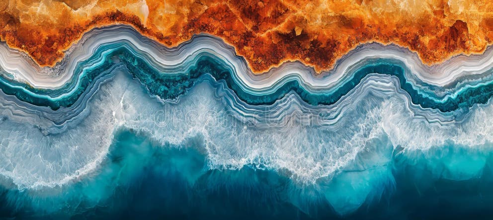 Abstract Ocean Texture, Blue and Orange Agate Stone Pattern, Natural ...