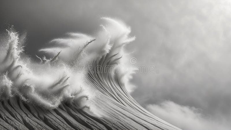 Abstract Ocean Wave Captured in Dynamic Grayscale Motion Stock ...