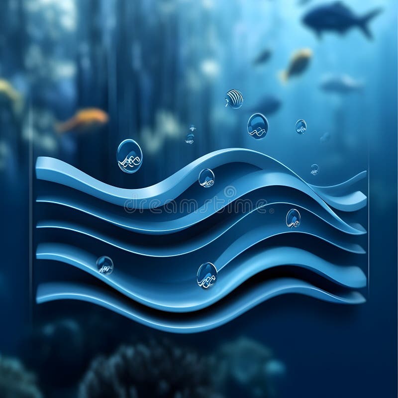 Abstract Ocean Wave Control Panel with Underwater Fish Background Stock ...