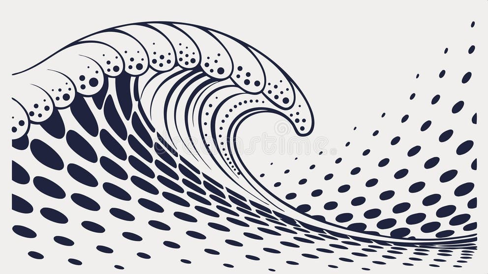 Abstract Ocean Wave Design with Dot Pattern Vector Design Generative AI ...