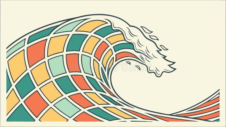 Abstract Ocean Wave Linear Pattern, Vector Design Generative AI Stock ...