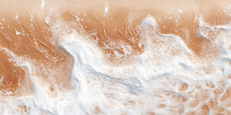 Abstract Ocean Wave Patterns with Sandy Textures and White Foam Details ...
