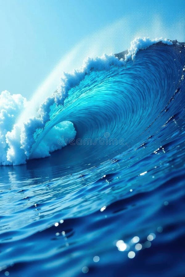 Abstract Ocean Wave Texture, Blue and White Swirl Pattern, Fabric ...