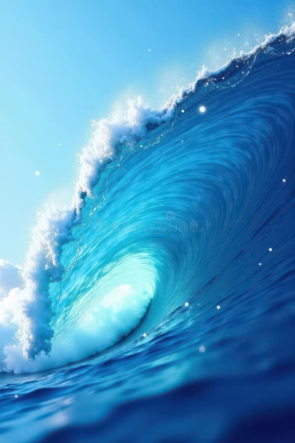 Abstract Ocean Wave Texture, Blue and White Swirl Pattern, Mobile ...