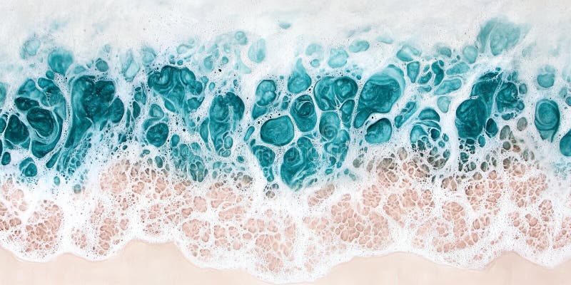 Abstract Ocean Wave Texture Teal Water White Foam and Sandy Beach ...