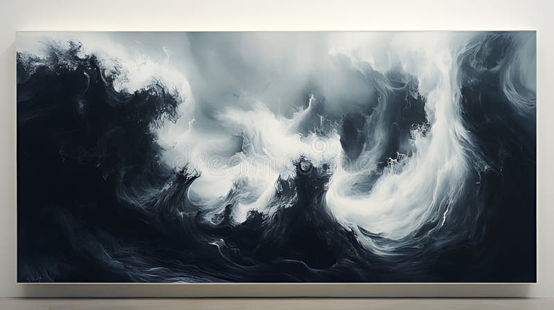 Abstract Ocean Waves Art Canvas Gallery Wall Stock Illustration ...