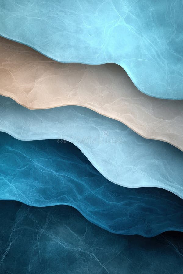 Abstract Ocean Waves Background, Layered Texture, Blue and Beige Tones ...