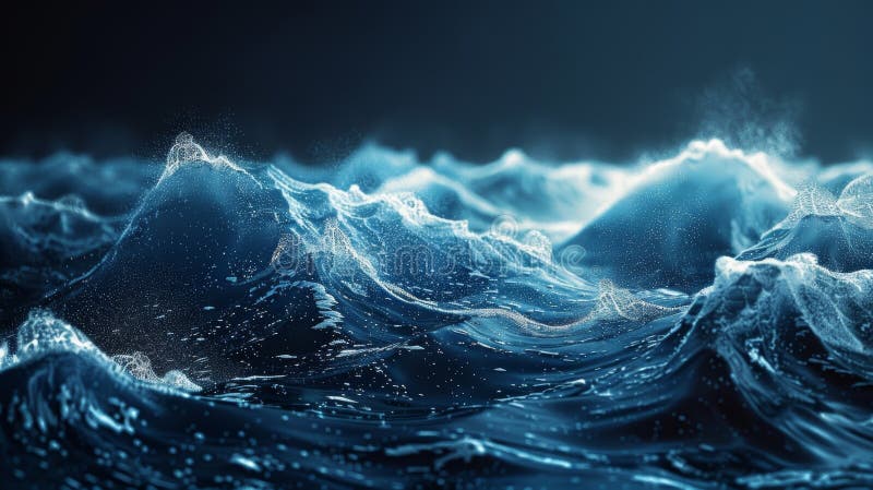 Abstract Ocean Waves with a Dark Blue and Light Blue Gradient Stock ...