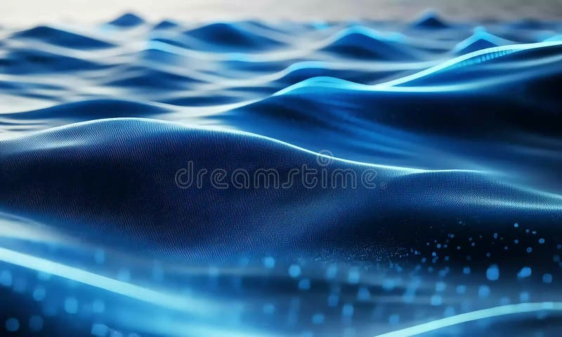 Abstract Ocean Waves, Digital Data Flow, Dark Background, Website ...