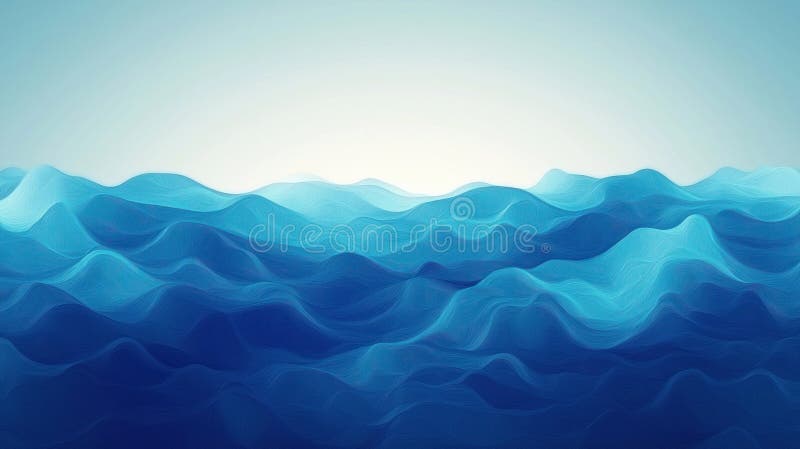 Abstract Ocean Waves Display Gradient Blue Tones. Light Blue Gradually ...