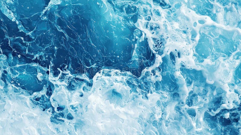 Abstract Ocean Waves with Frothy White Foam in Motion Generative AI ...