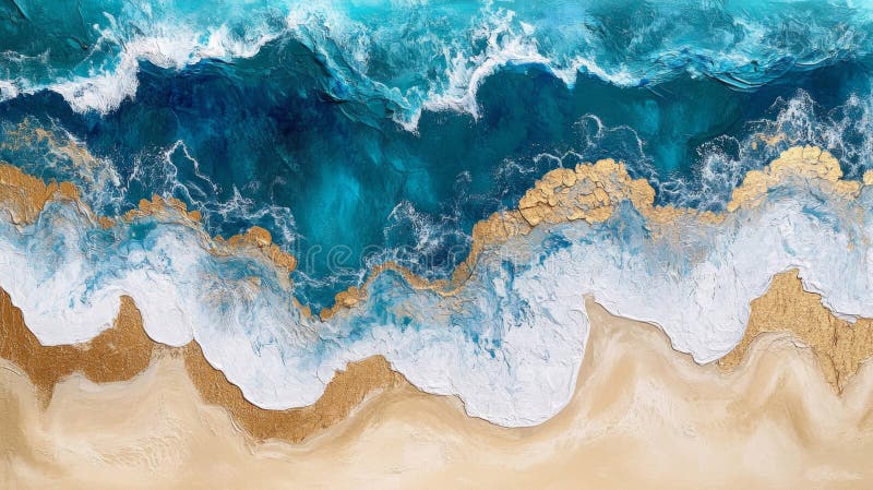 Abstract Ocean Waves with Gold Sand Beach Stock Illustration ...