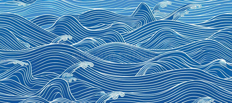 Abstract Ocean Waves Illustration Stock Illustration - Illustration of ...