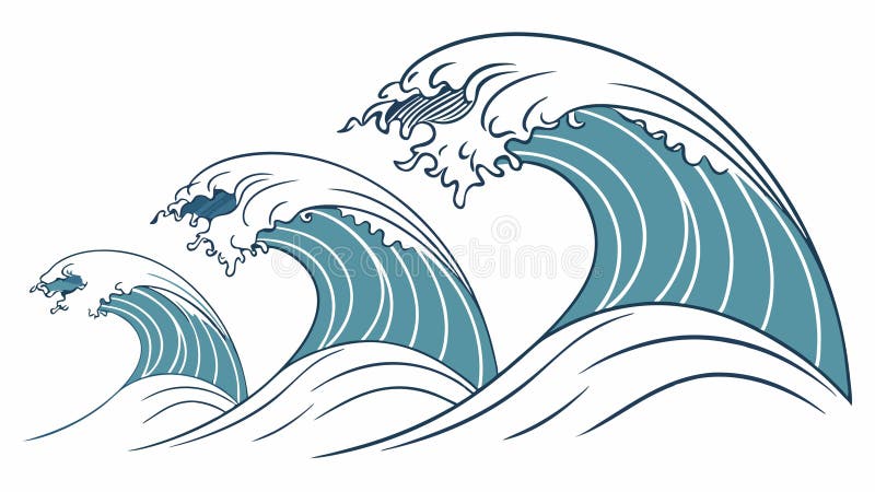 Abstract Ocean Waves Illustration, Vector Design Generative AI Stock ...