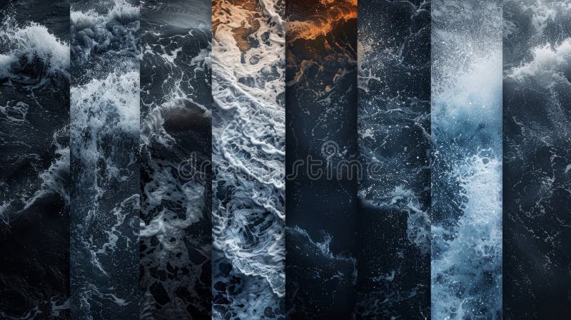 Abstract Ocean Waves with Lighting and Color Effects Stock Illustration ...
