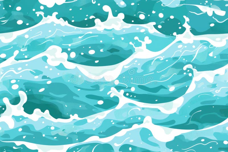 Abstract Ocean Waves Pattern Design in Turquoise and Blue Tones Stock ...