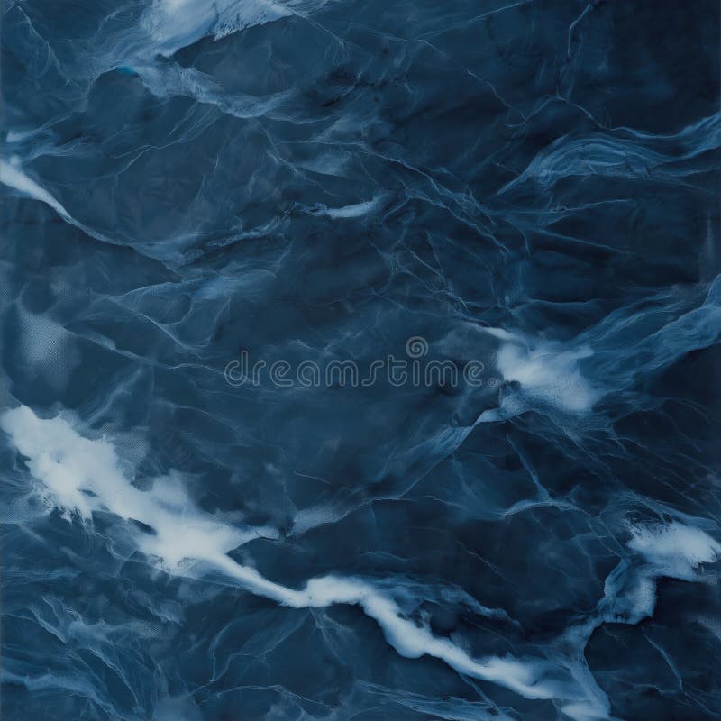Abstract Oceanic Surface with Swirling White Trails in Deep Blue Tones ...