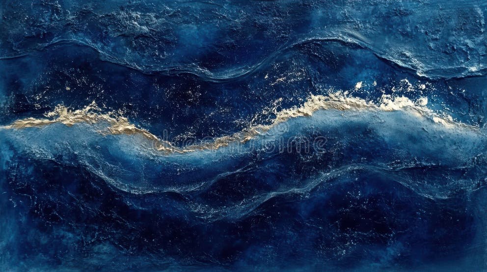 Abstract Oceanic Texture with Wave Patterns and Deep Blue Hues in Mixed ...
