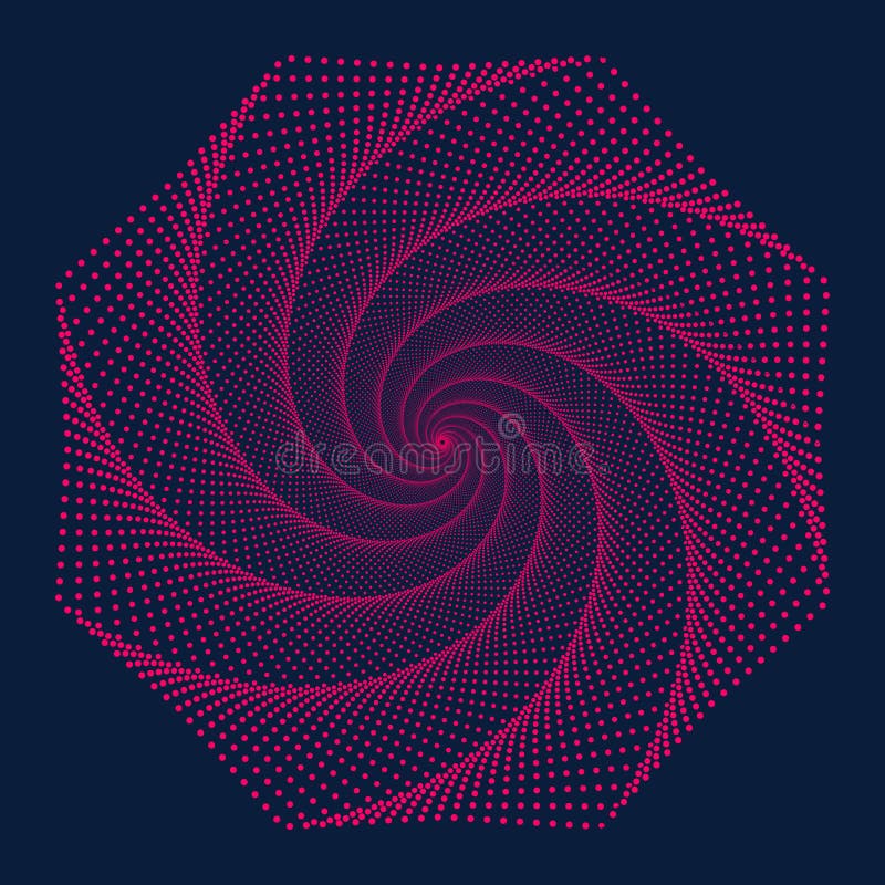 Abstract Octagon with Halftone Dots Design. Digital Purple Flower ...