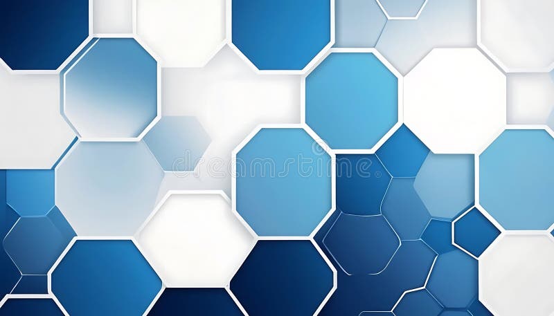 Abstract Octagon Pattern Design with Shades of Blue and White Stock ...