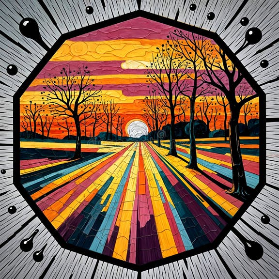 Abstract Octagon Sunset 8000x8000px Stock Illustration - Illustration ...