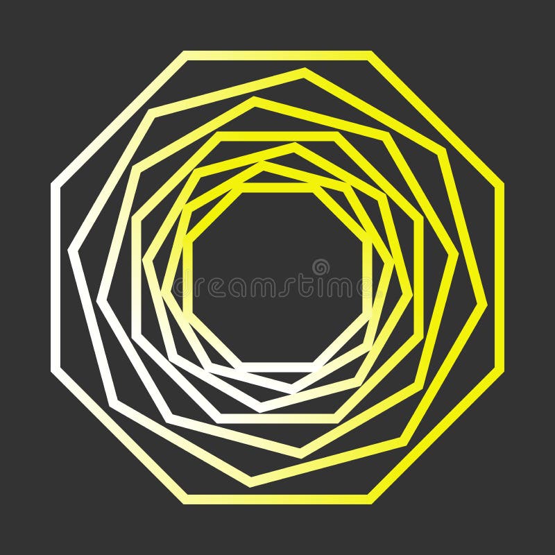Abstract Octagonal Tunnel. Yellow and White Uniform on a Gray ...