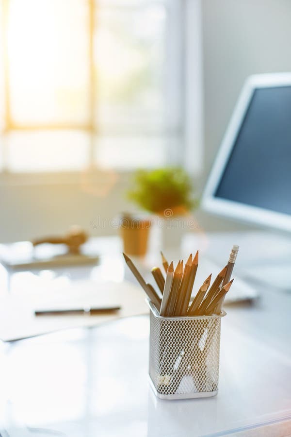 The Abstract Office Desktop Stock Image - Image of desk, blank: 98515117