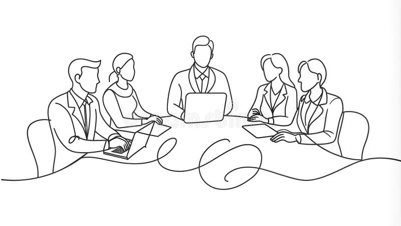 Abstract Office Meeting a Continuous Line Dance of Business Generative ...