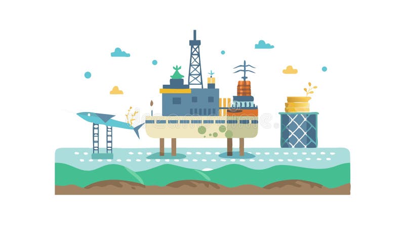 Abstract Offshore Oil Platform Flat Design, Vector Design Generative AI ...