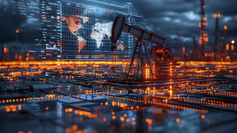 Abstract Oil Industry Visual with Global Impact Stock Illustration ...