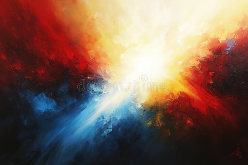 Light Breaking through Dramatic Clouds Painting Background Stock Photo ...