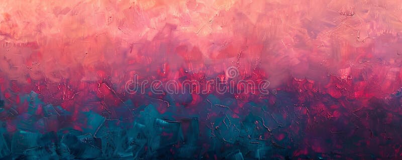 An Abstract Oil Painting Featuring a Blend of Glowing Pink and Blue ...