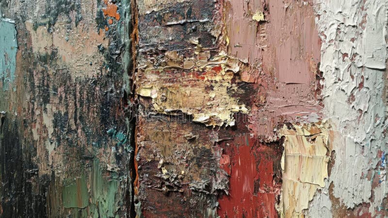 Abstract Oil Painting with Peeling Layers of Color Stock Illustration ...
