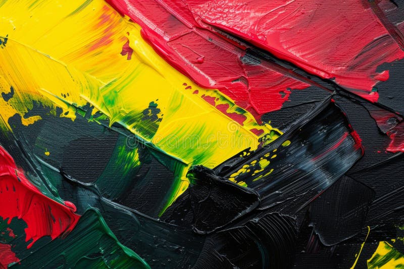 Abstract Oil Painting, Red and Yellow Strokes Stock Image - Image of ...