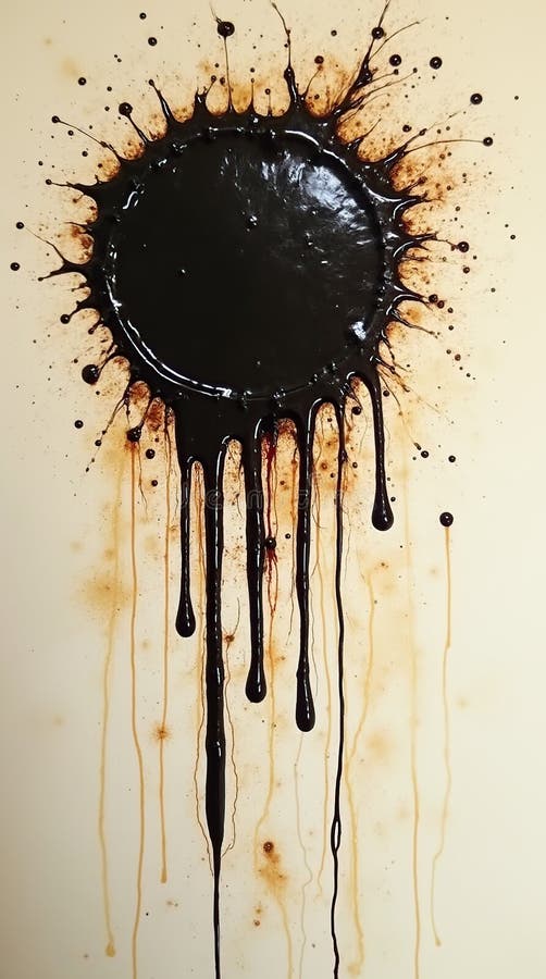 Abstract Oil Splash Creating Dramatic Dripping Effect on Wall Stock ...