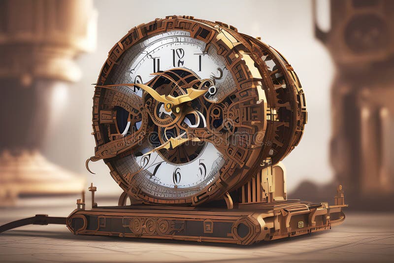 Abstract Old Clock, Vintage Gold Illustration Generated by AI Stock ...