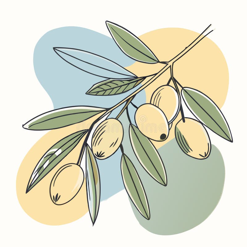 Abstract Olive Branch with Soft Color Background Stock Vector ...